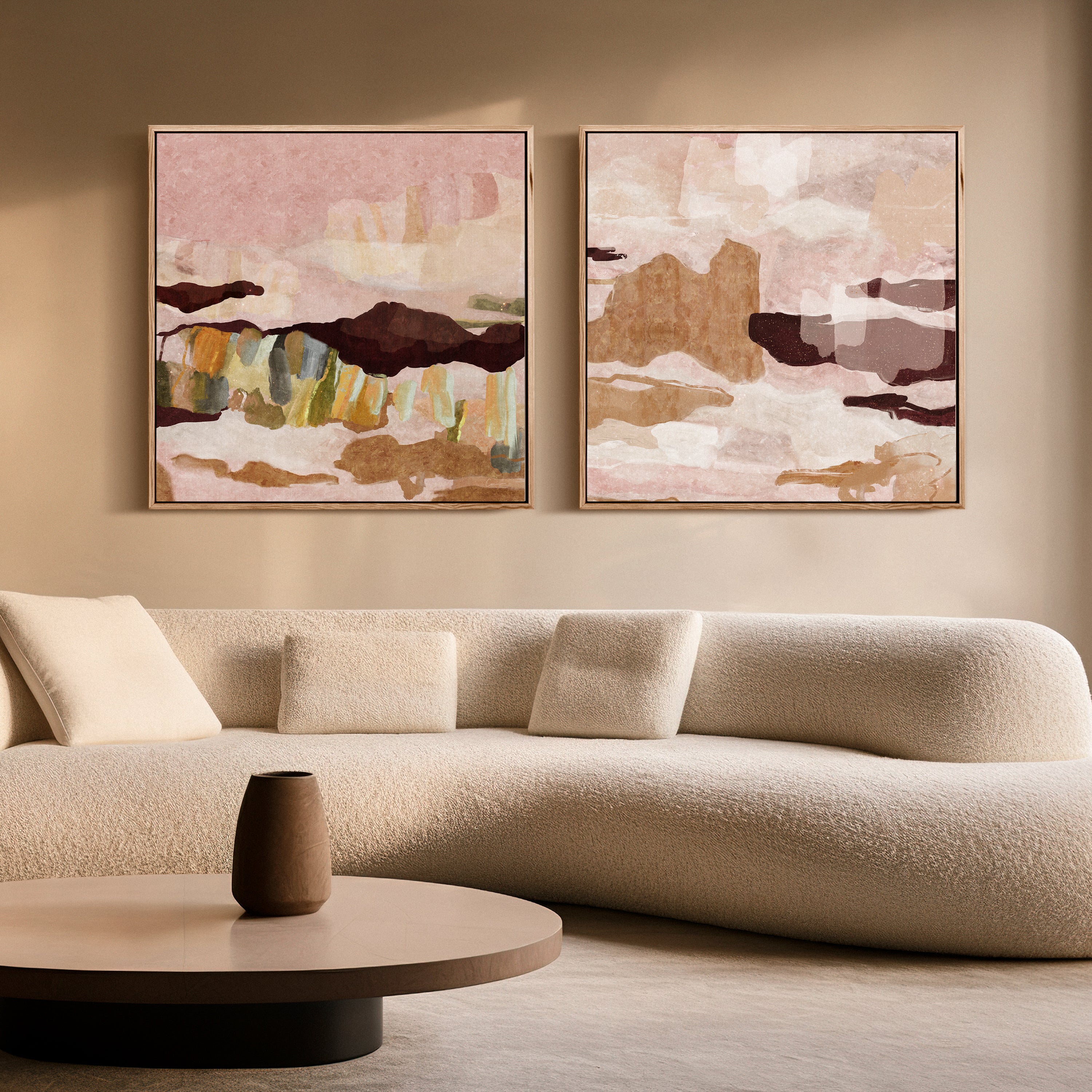 "Main Beach" & "Miami" on Canvas - Set of 2 Square – CORINNE MELANIE ART